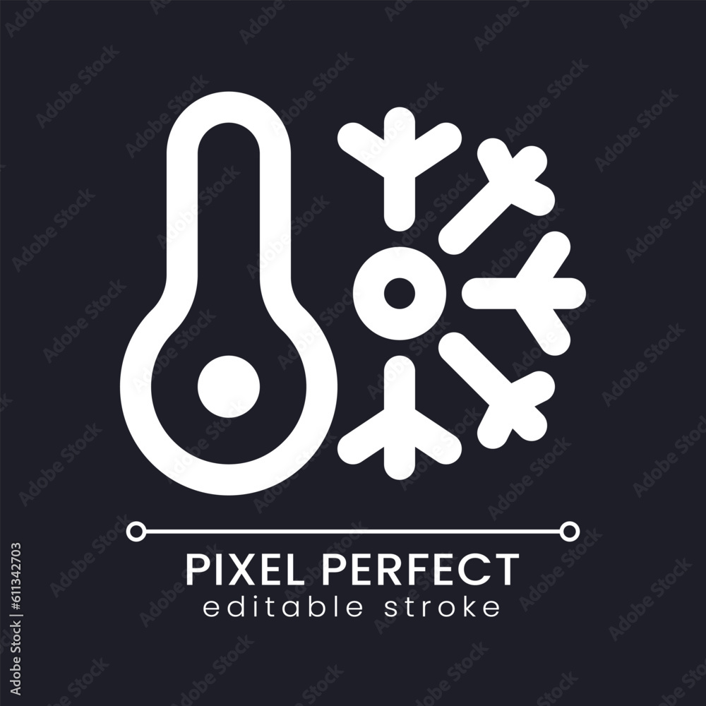 Climate control system pixel perfect white linear ui icon for dark ...