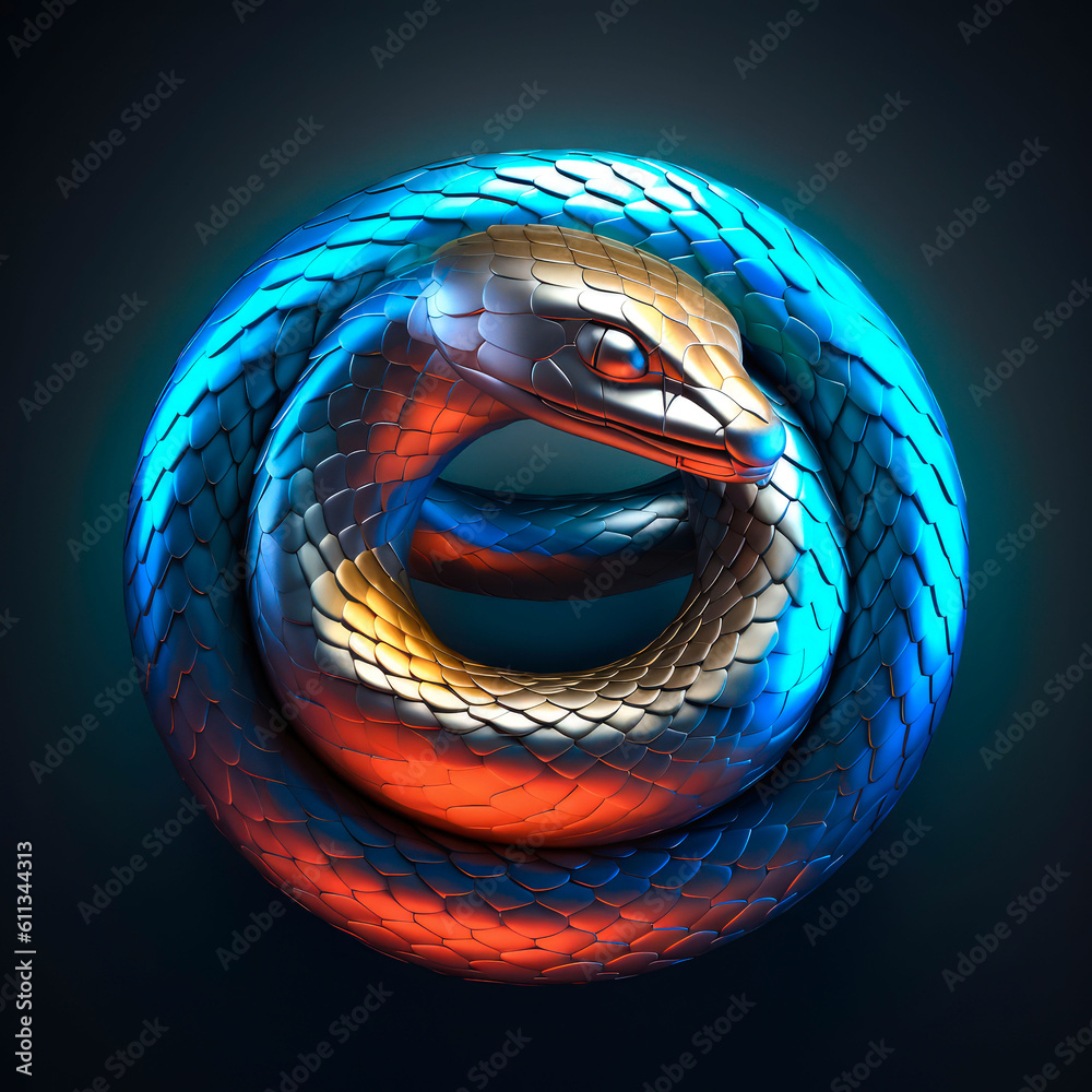 Snake, silver metal game emblem, cyberpunk style game badges on ...