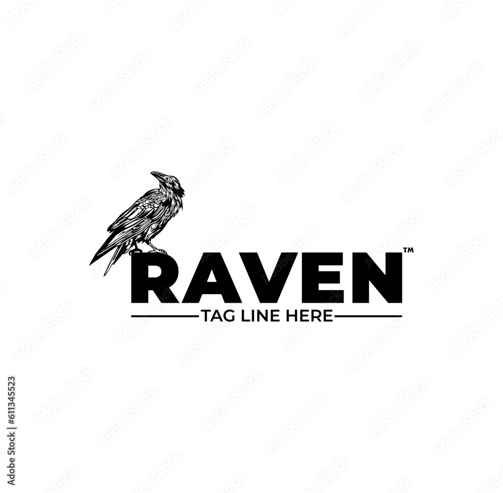 raven logo design vector animal Stock Vector | Adobe Stock