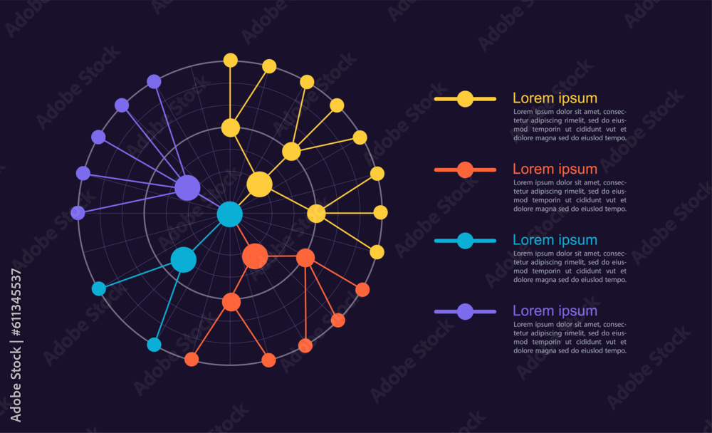 Business networking infographic circle dot chart design template for ...