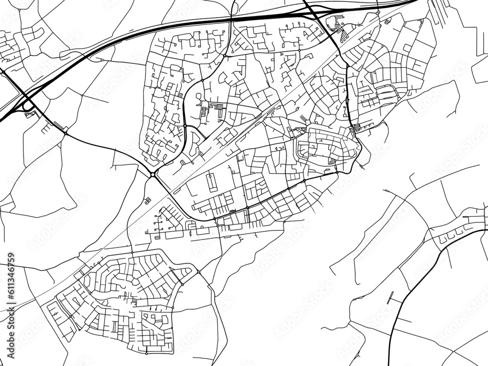 Vector road map of the city of Tiel in the Netherlands on a white ...