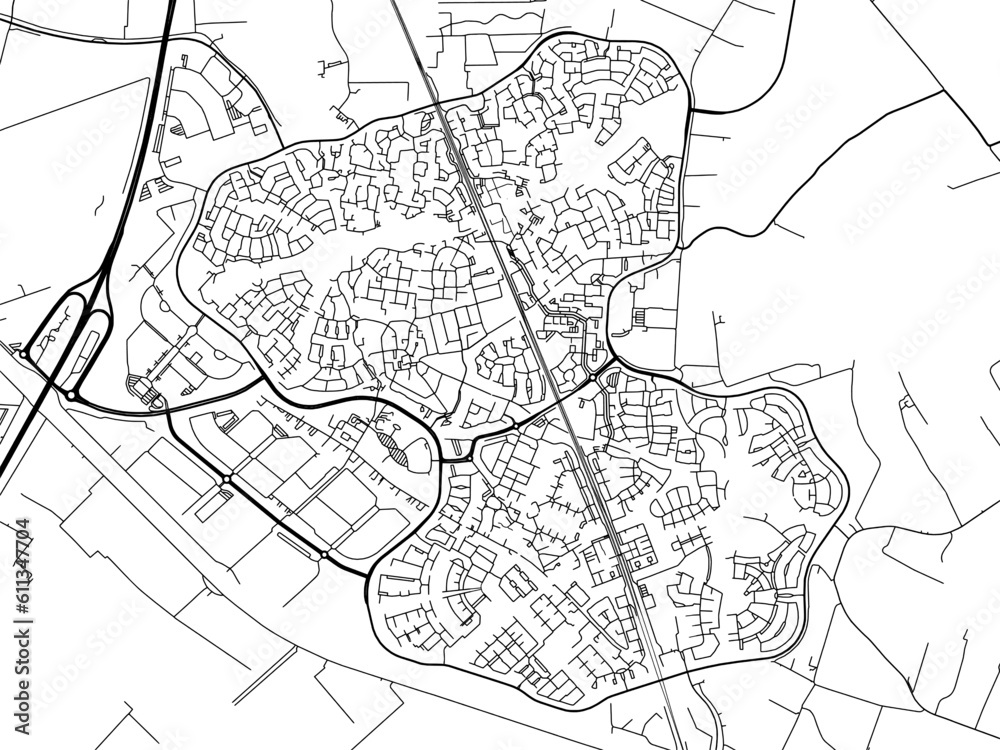 Vector road map of the city of Houten in the Netherlands on a white ...
