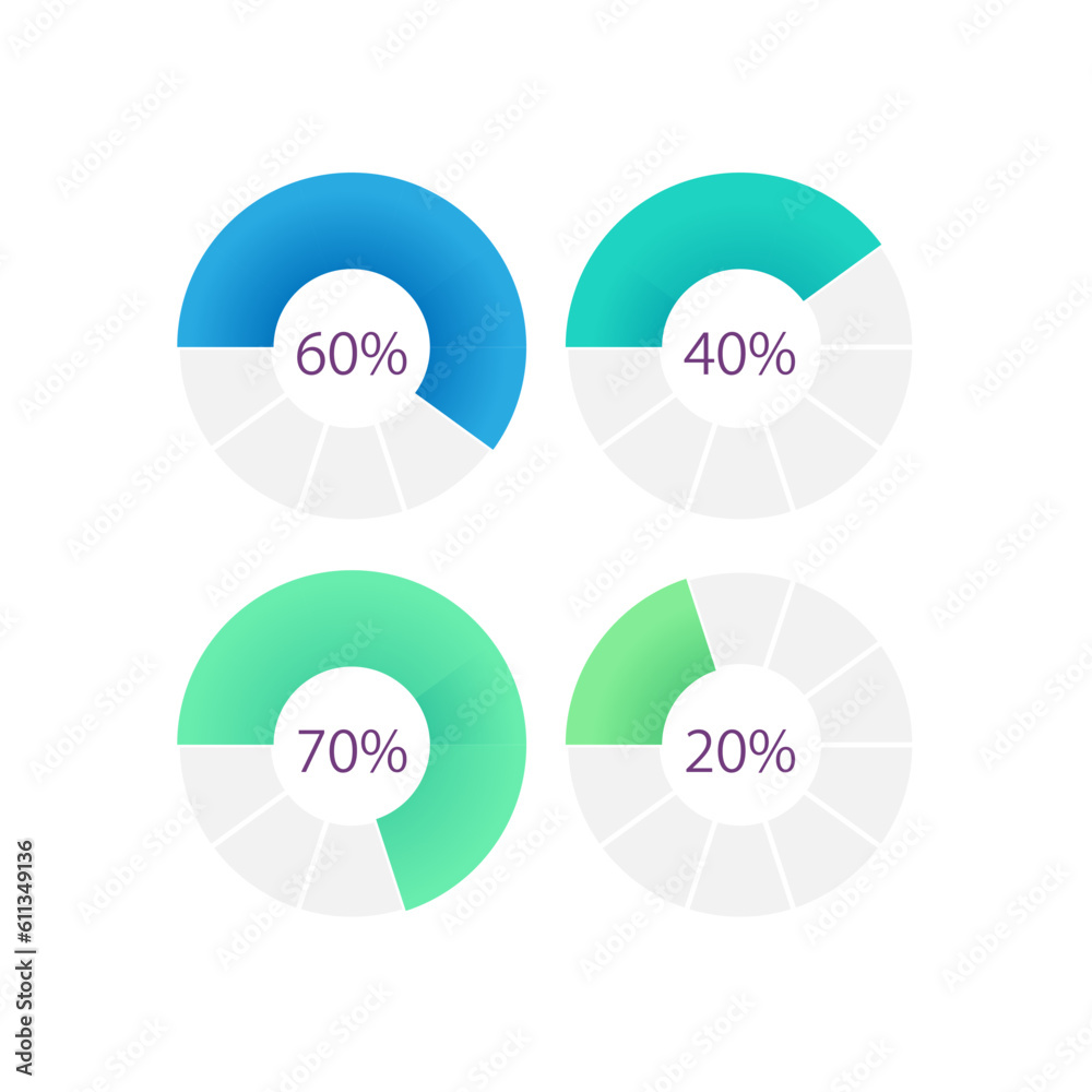Donut infographic chart design template set. Progress indicator ...