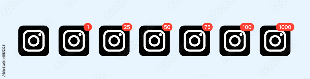 Instagram notice. Silhouette, black, Instagram logo. Vector icons Stock ...
