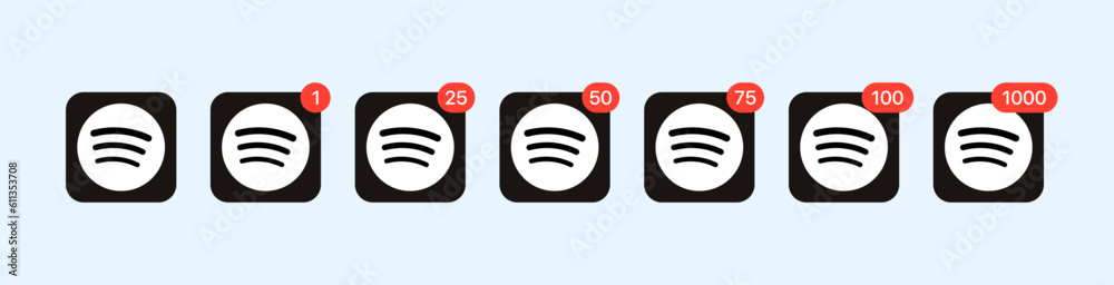 Spotify notice. Silhouette, black, Spotify logo. vector icons Stock ...