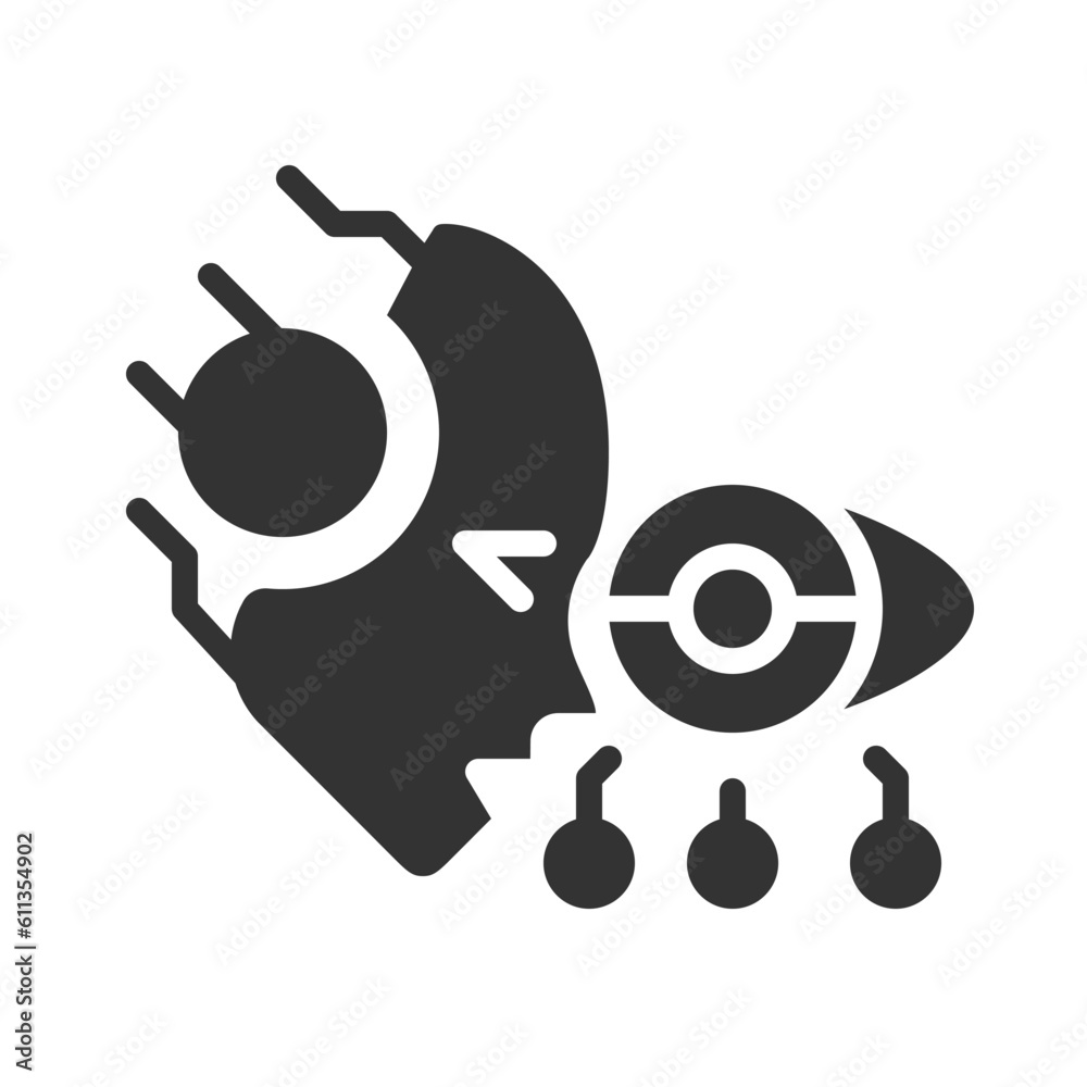 AI see black linear glyph icon. Machine vision. Artificial intelligence ...