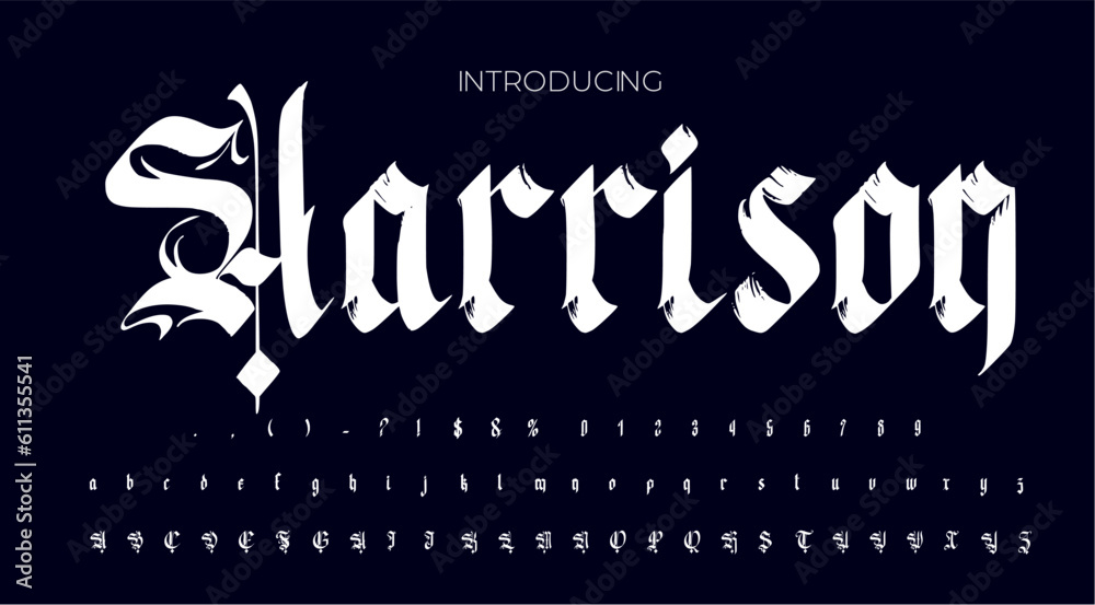 Harrison_authentic_blackletter font poster_alphabet_vintage modern ...