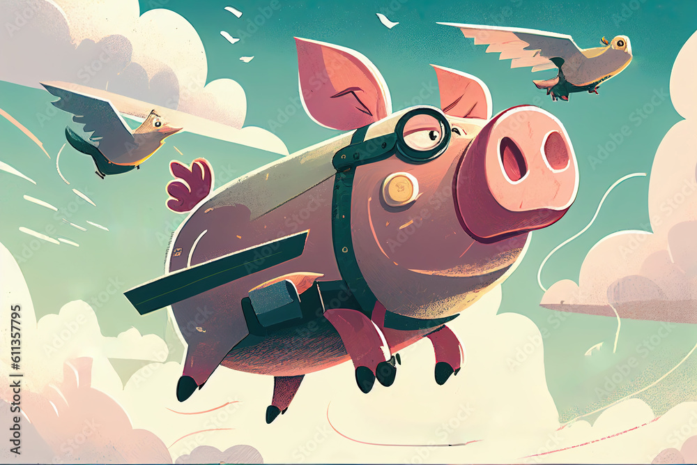 Flying Pig to Illustrate the Phrase or Saying Pigs Might Fly ...