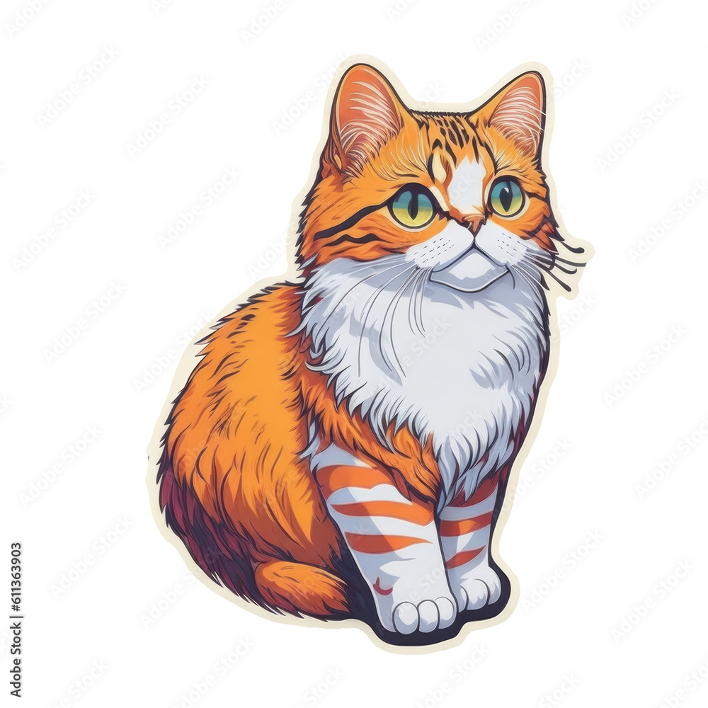 Cute cat stickers transparent background Stock Illustration | Adobe Stock