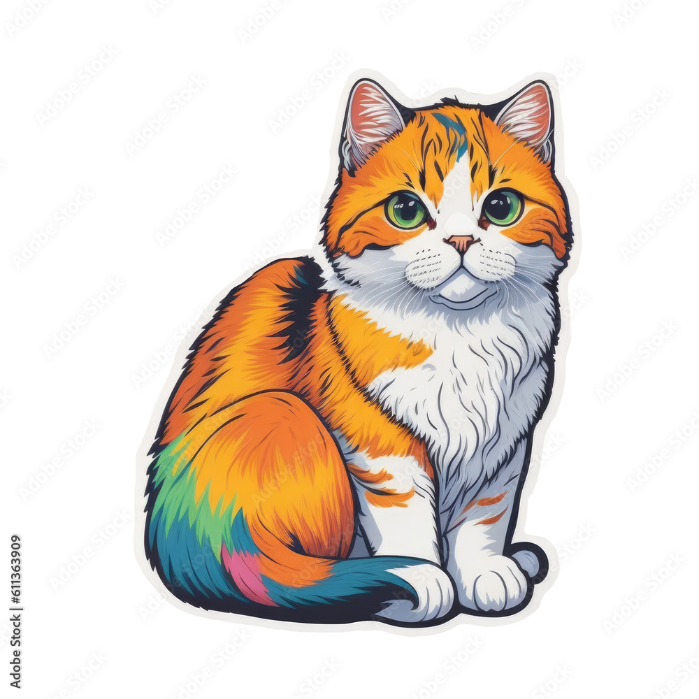 Cute cat stickers transparent background Stock Illustration | Adobe Stock