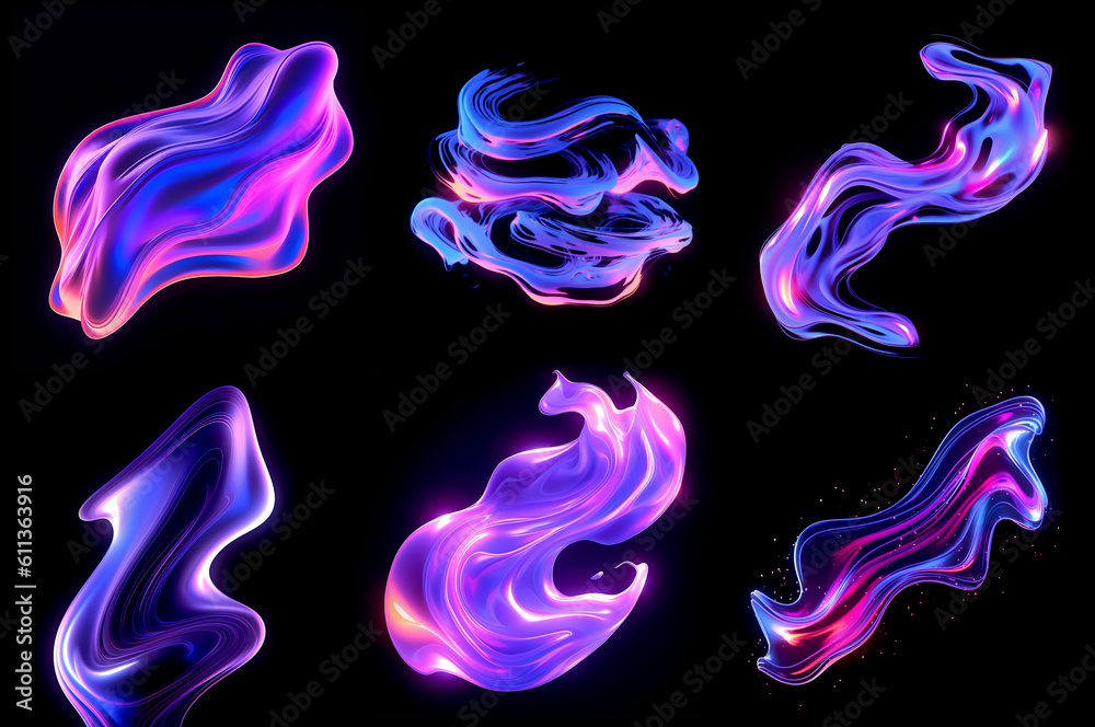 Colorful abstract liquid shape set. Bold sprite flash effect elements ...