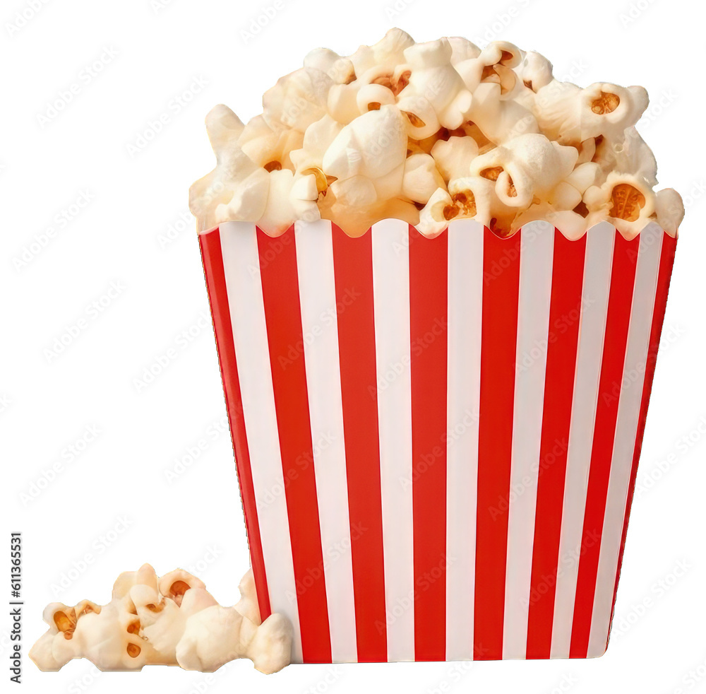 Red and white popcorn bucket, transparent png background, cinema and ...