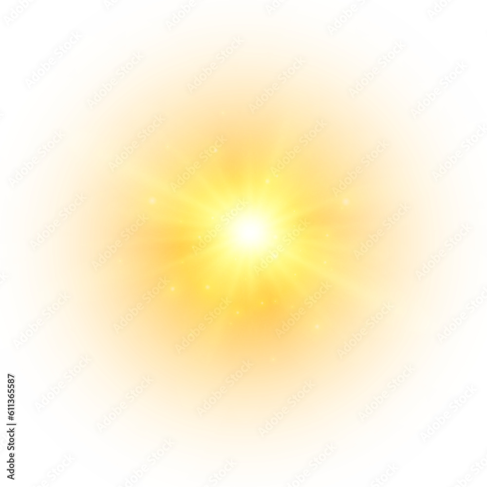 Yellow sun, a flash, a soft glow without departing rays. Star flashed ...