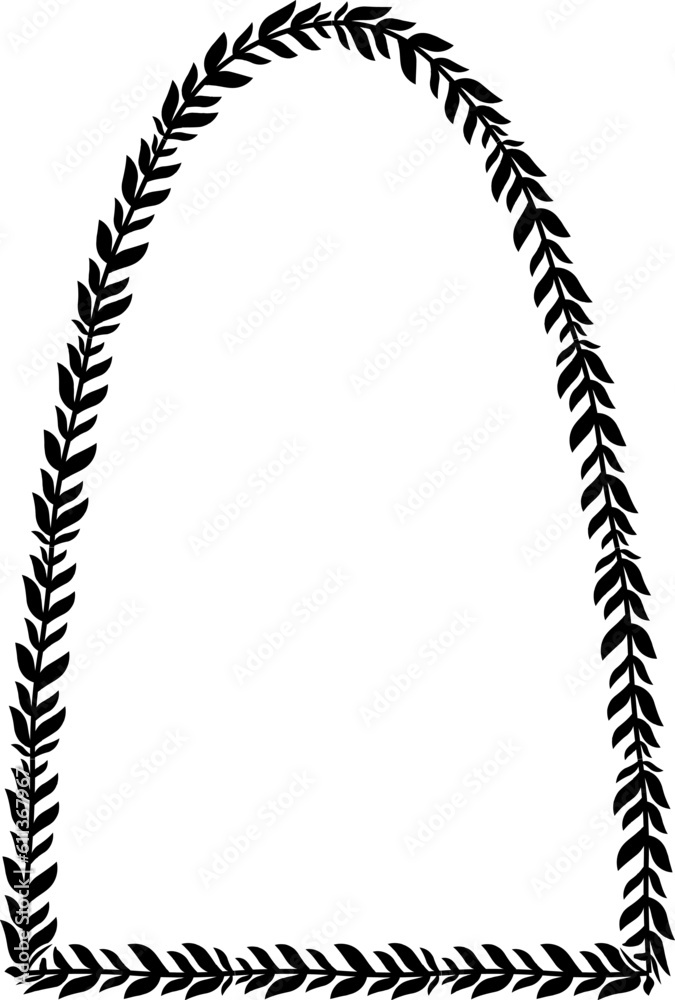 Parabolic Arch Leaf rectangular frame architectural window door laurel ...