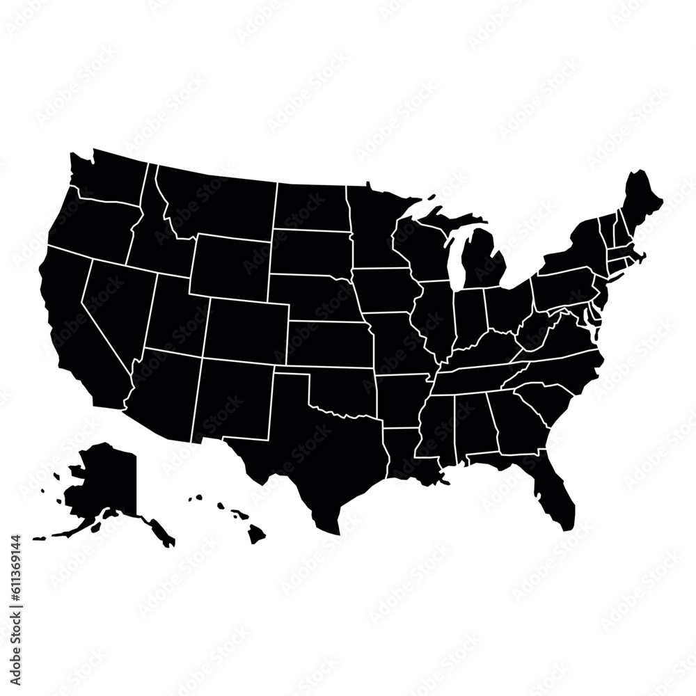 USA map background with states. United States of America map isolated ...