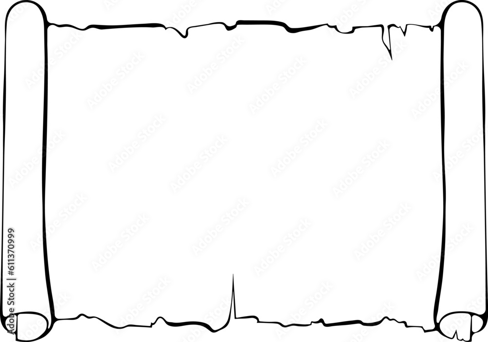 Horizontal scroll old paper. Ancient scroll with copyspace. Vector ...