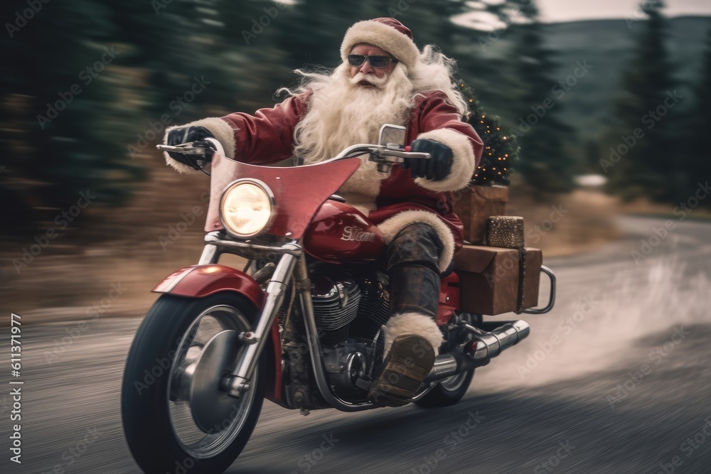 Radical Santa Claus - Christmas Concept - Illustration created with ...