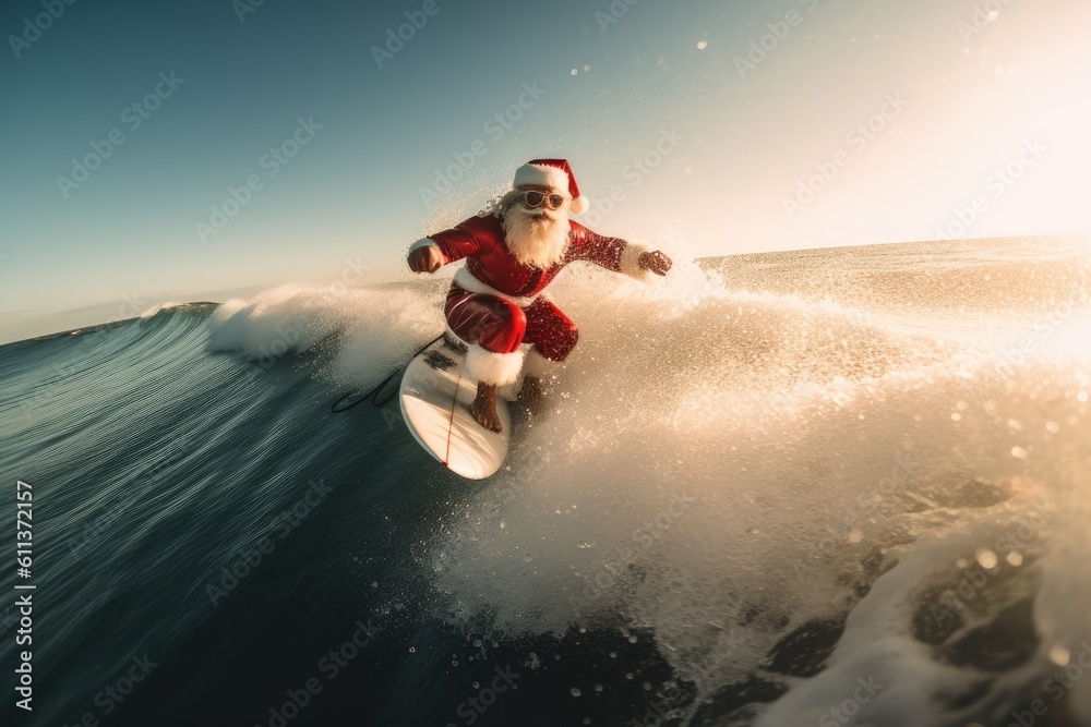 Radical Santa Claus - Christmas Concept - Illustration created with ...