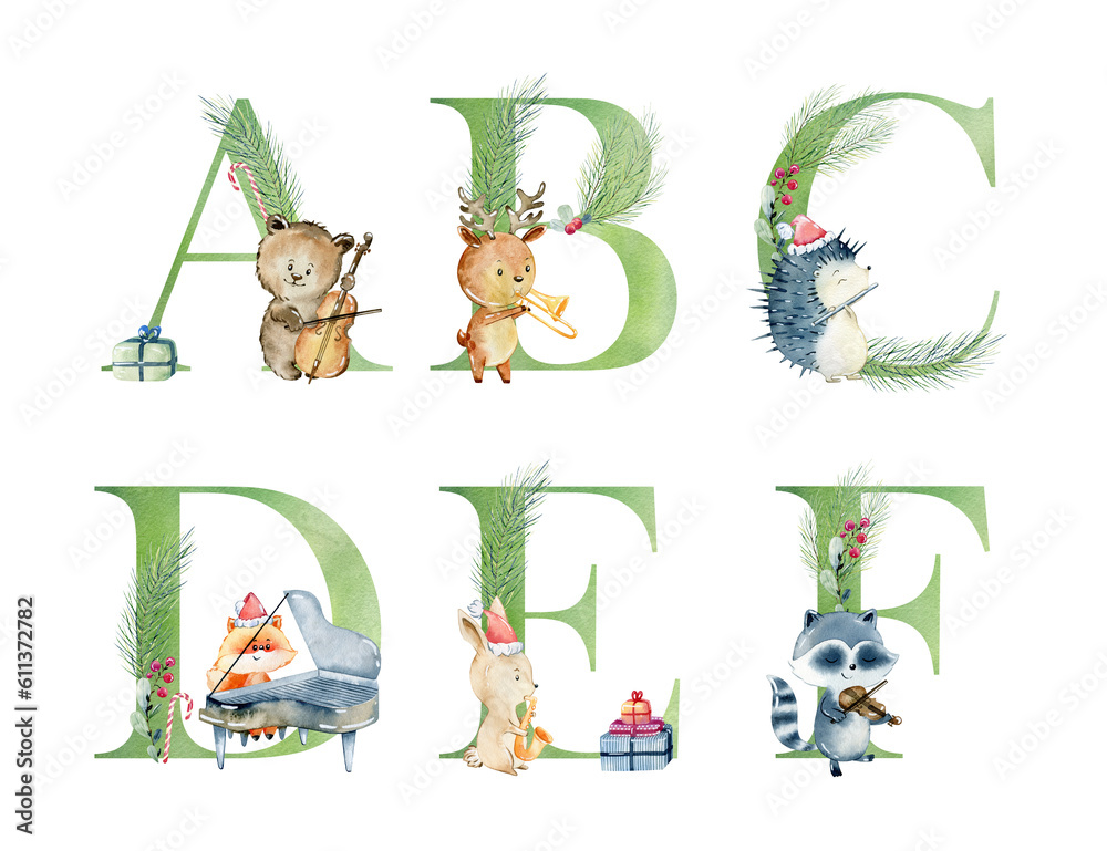 Watercolor christmas letters for invitation card, greeting card ...