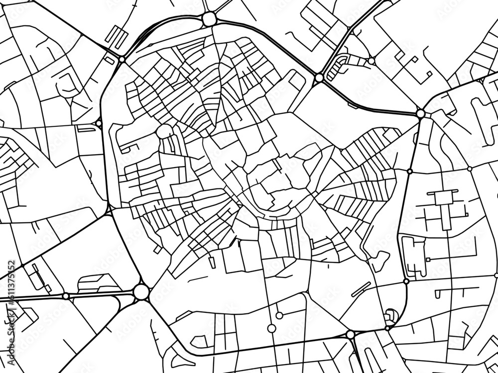 Vector road map of the city of Evora Centro in Portugal on a white ...