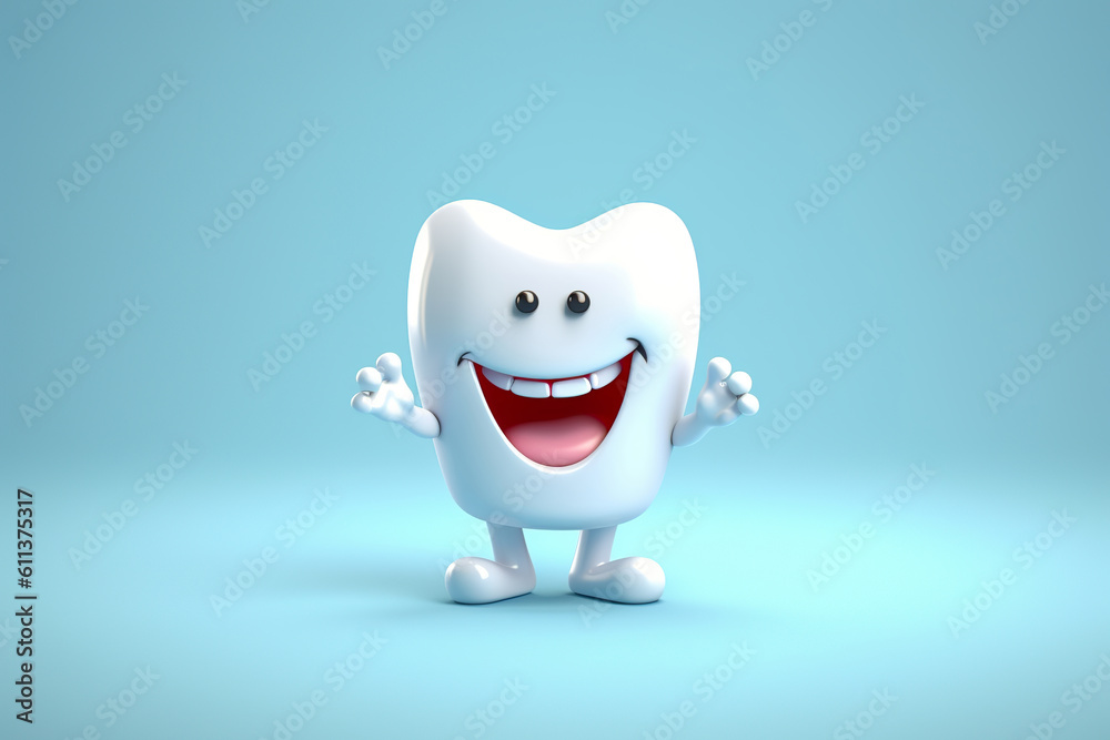 Cute little tooth cartoon cartoon character. Dentist smiling dentistry ...