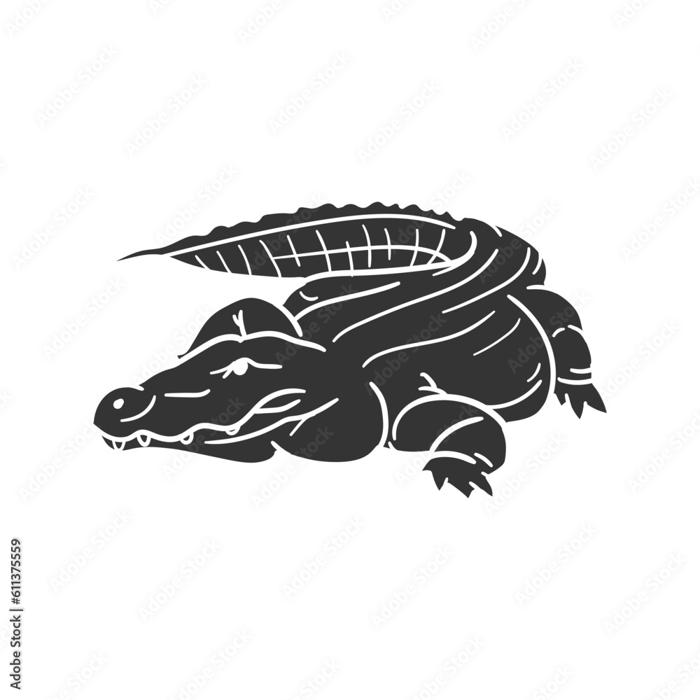 Alligator Icon Silhouette Illustration. Swamp Crocodile Vector Graphic ...