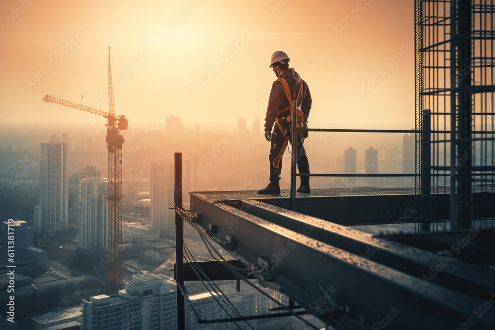 construction engineer worker at heights,architecture sci-fi ...