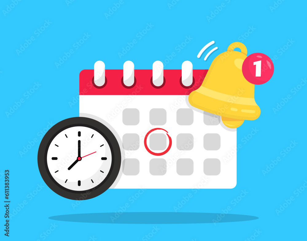 Reminder in calendar on blue background. Notice of important schedule ...