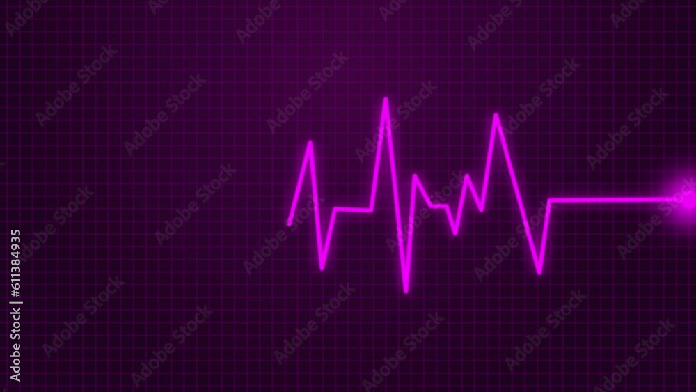 Heartbeat line with neon effect in a smooth loop. Monitor for Heartbeat ...