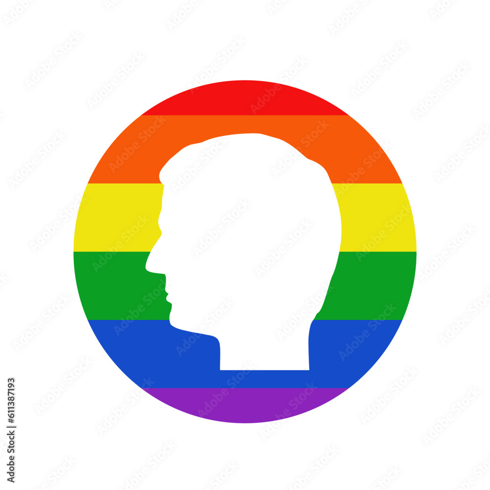 LGBT pride logo icon sign Male face head avatar Rainbow love concept ...