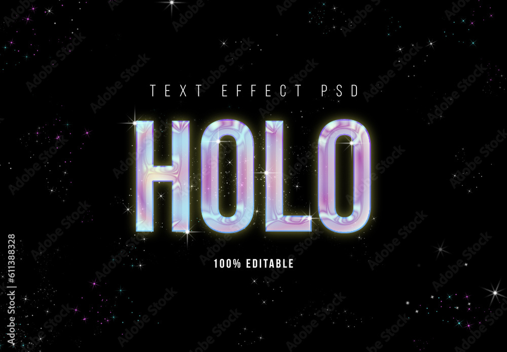 Holographic Text Effect Stock Template | Adobe Stock
