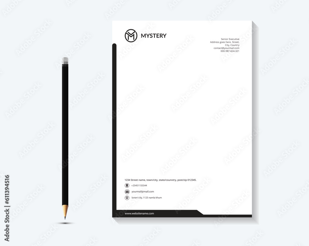 Vetor de Black Creative & Clean Letterhead. Medical Doctor healthcare ...