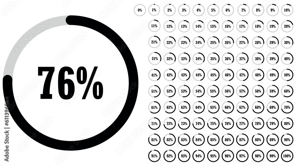Set of circle percentage diagrams from 0 to 100 for infographics, lignt ...