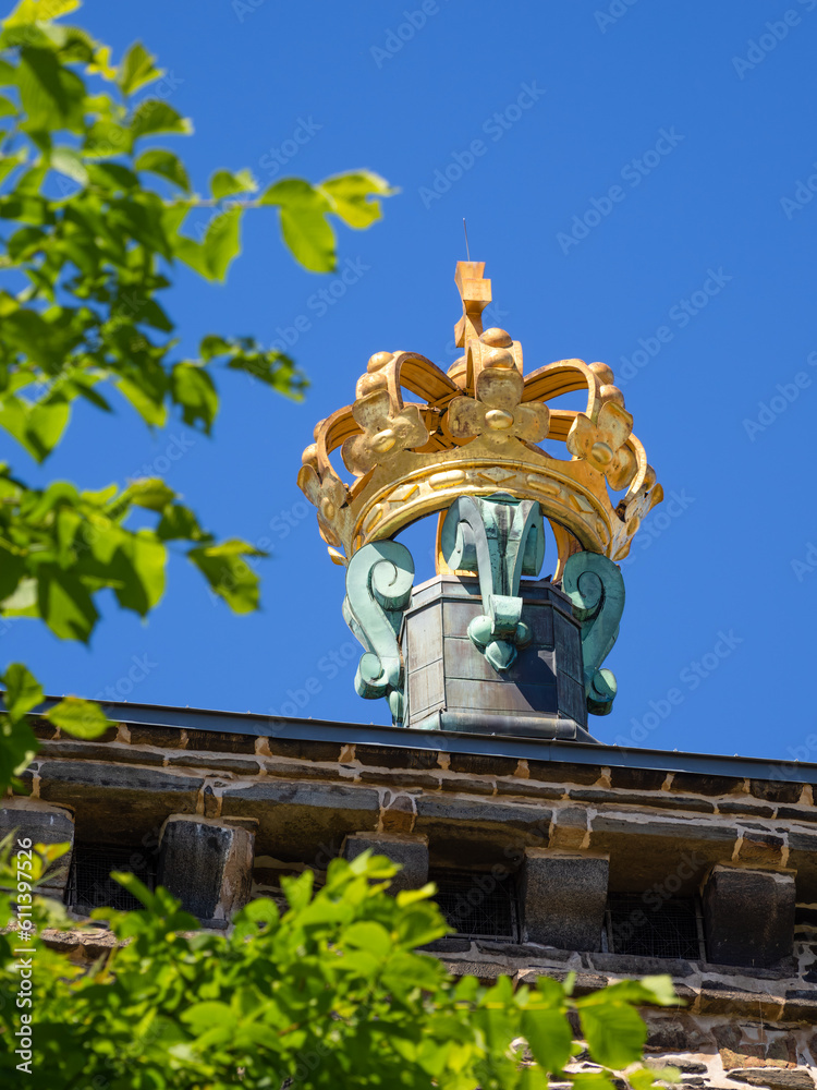 Skansen Kronan is an old fortress with a gilded crown on the roof ...