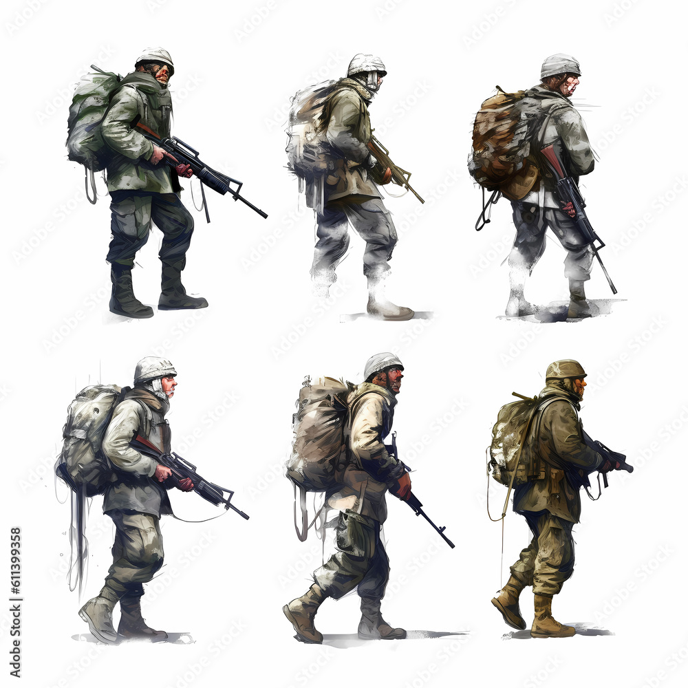 Military Soldiers Illustration Generative AI Stock Illustration | Adobe ...