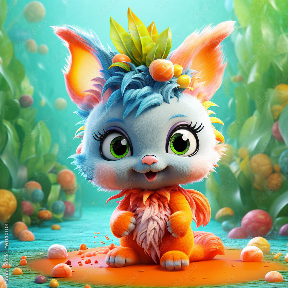Cute 3D Cartoon Fantasy Character - Variation 1 Stock Illustration ...