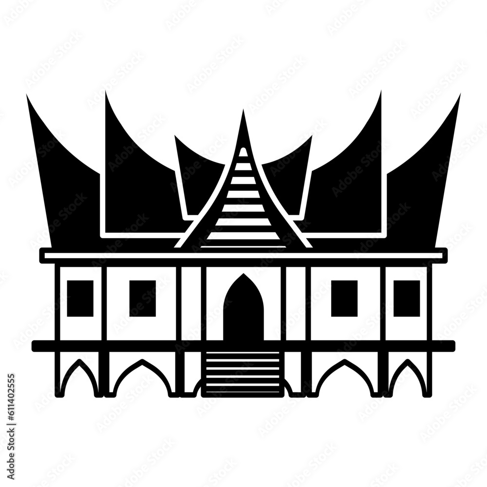 Icon of "Rumah Gadang", traditional ethnic Minangkabau house from West ...