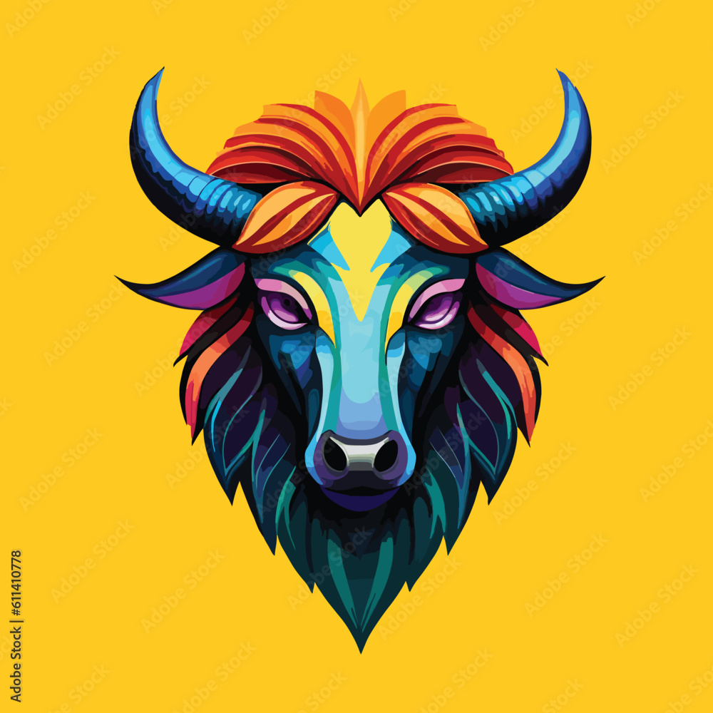 Bull Byson logo for T-shirt print created with AI Stock Vector | Adobe ...