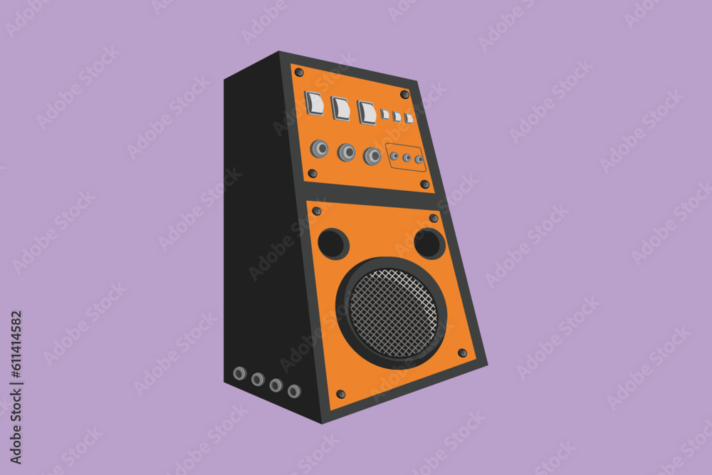 Cartoon flat style drawing sound system speaker in wooden body. Music ...