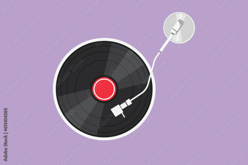 Character flat drawing vinyl record music poster design template with ...