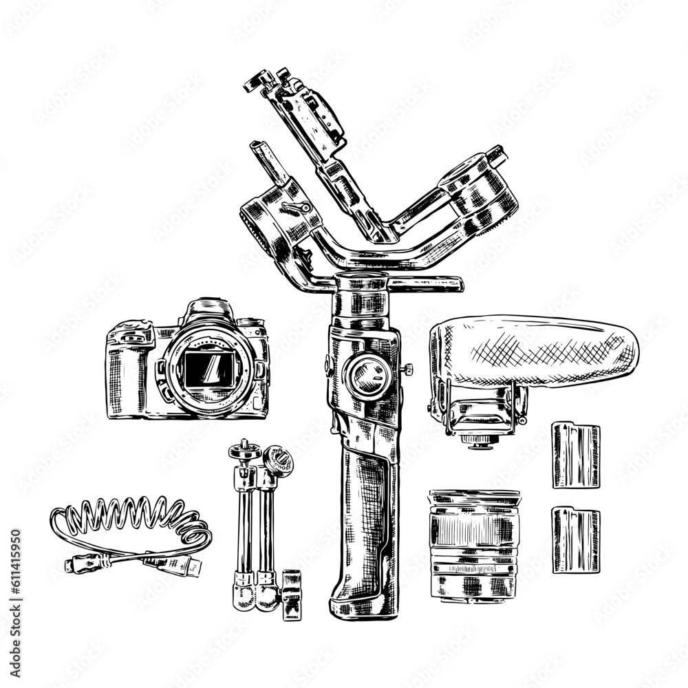 vector lineart drawings of the most used photography and videography ...
