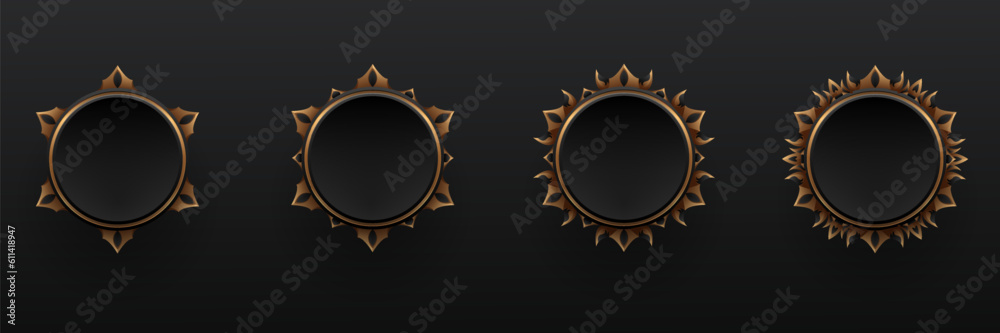Fantasy vintage style gold borders game gui avatar banner frames Stock ...