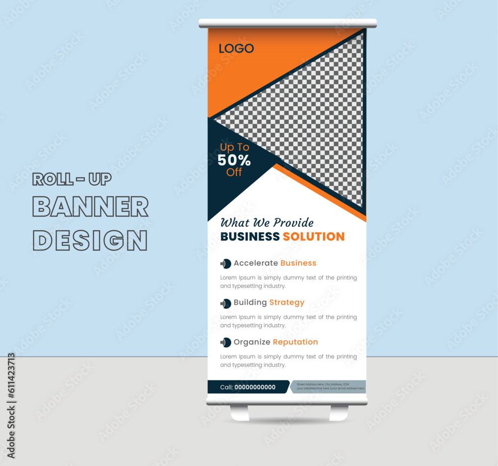 Roll Up Banner Design Template. Stock Vector | Adobe Stock