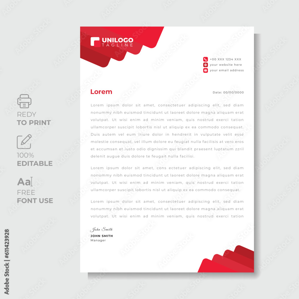 corporate modern letterhead design template. creative modern letterhead ...