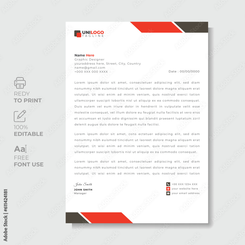 corporate modern letterhead design template. creative modern letterhead ...