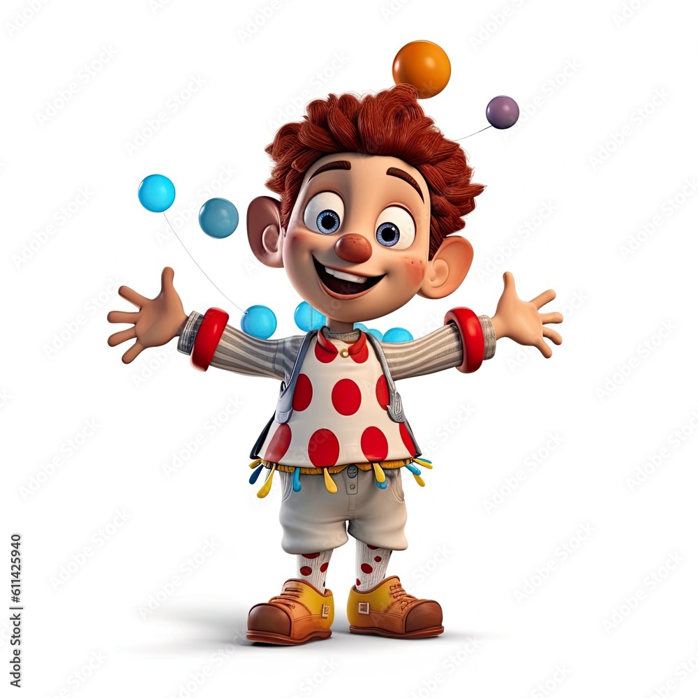 Beautiful boy cartoon style, clown ready to give a great show ...