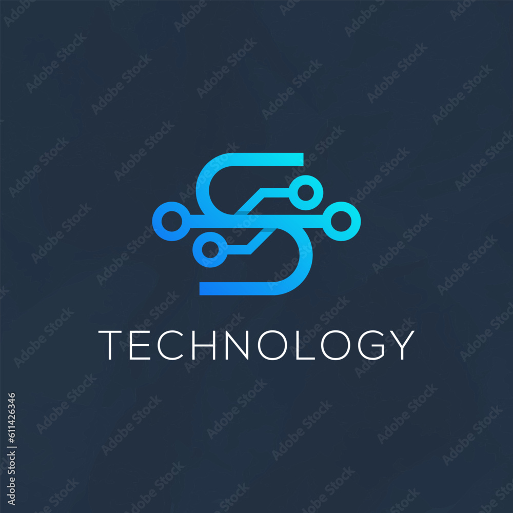 Initial S letter with element technology logo design template Stock ...