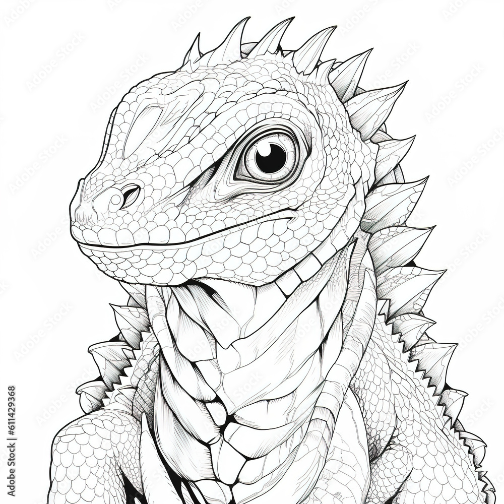 Coloring Page of a Tiny Dinosaur for Kids. No colour. Drawing Stock ...