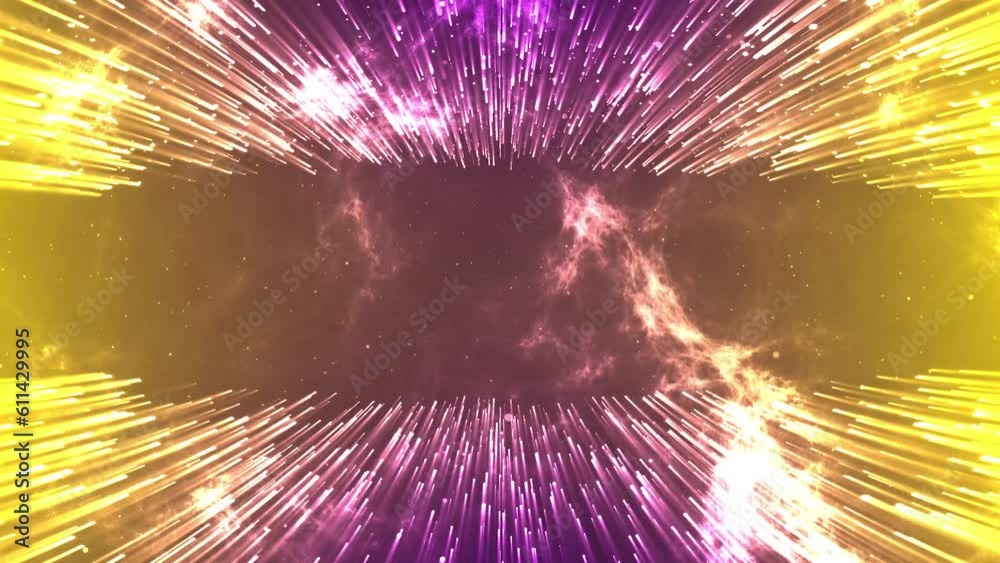 neon lights love heart tunnel particles background, magic particles light column particles ...