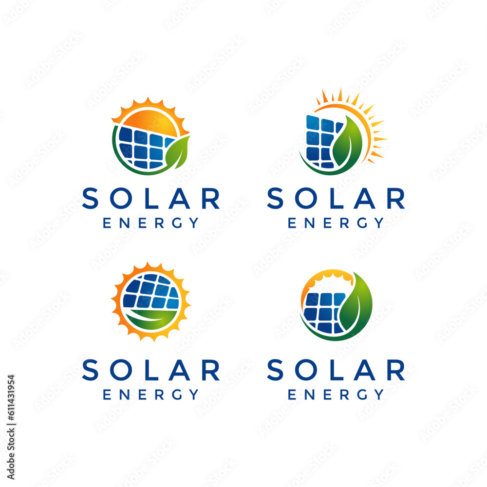 Sun Solar Energy Logo Design . Set of Green energy logos Template ...